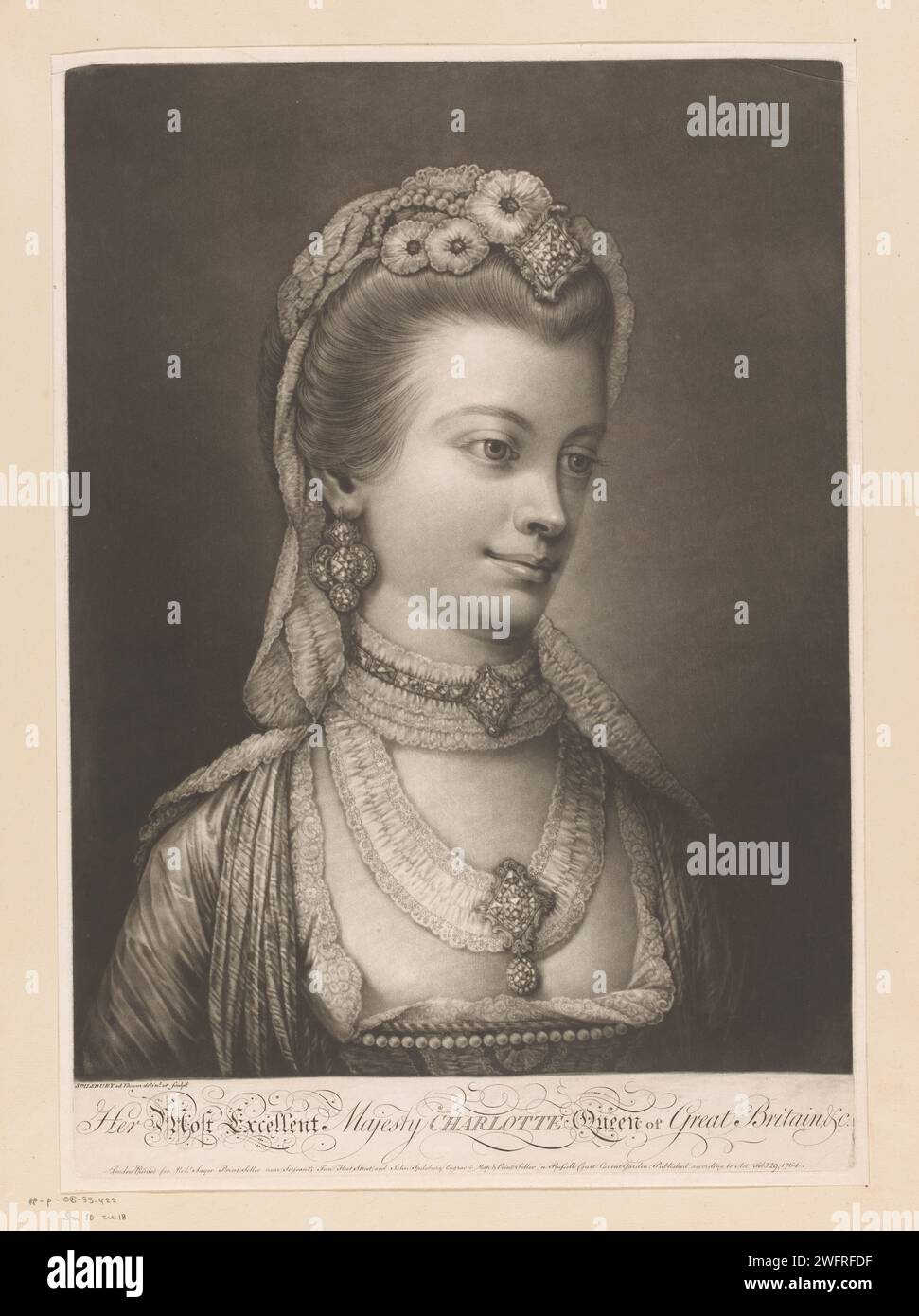 Portrait of Charlotte van Mecklenburg, Jonathan Spilsbury, 1764 print ...