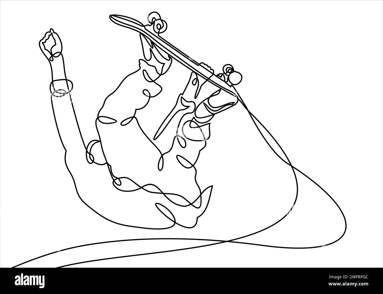 Skater continuous line vector illustration Stock Vector Image & Art - Alamy