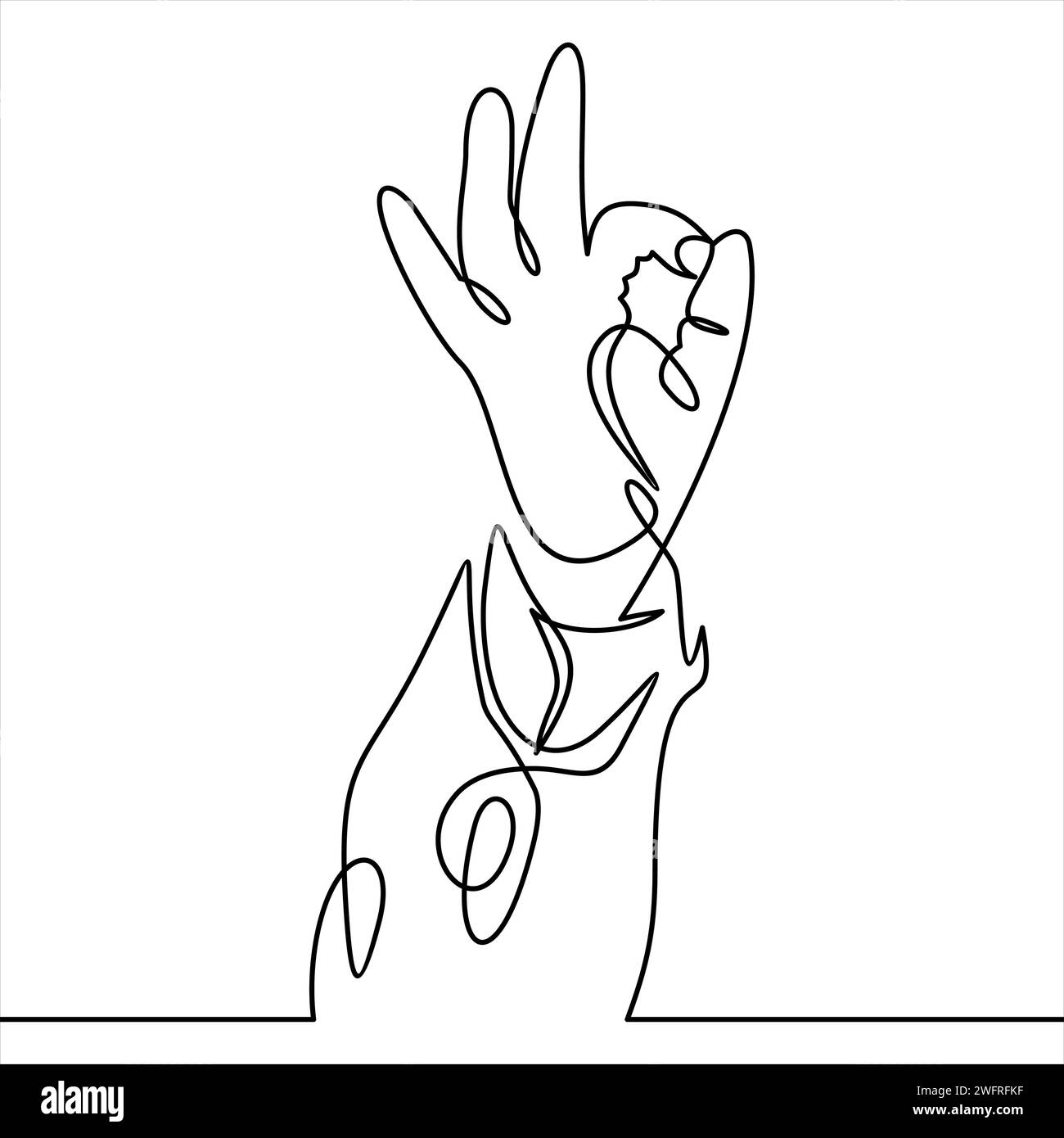 continuous line drawing of a hand symbol okay Stock Vector Image & Art ...