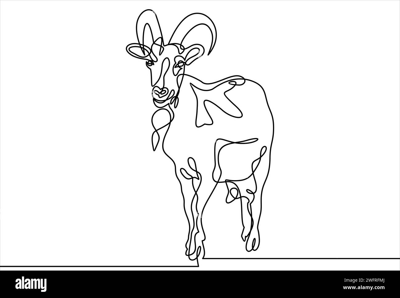 Continuous line drawing Goat. Vector iluustration Stock Vector Image ...