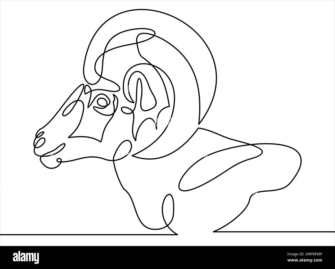 Lamb mascot concept for ranch icon. One line draw design vector ...