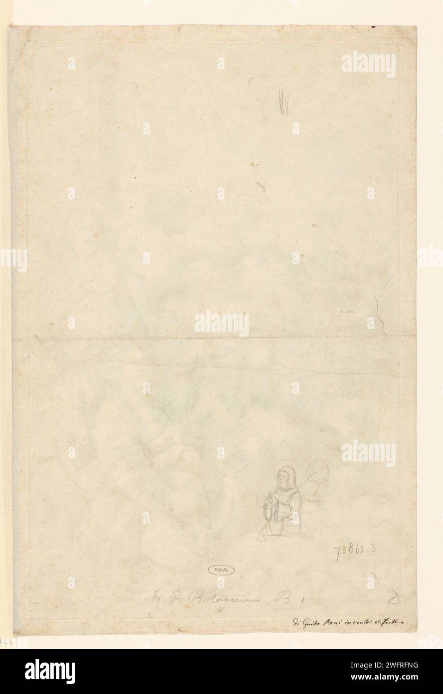 Man with folded hands, 1621 - 1688 drawing Kneaded men's figure with folded hands and a staff ...