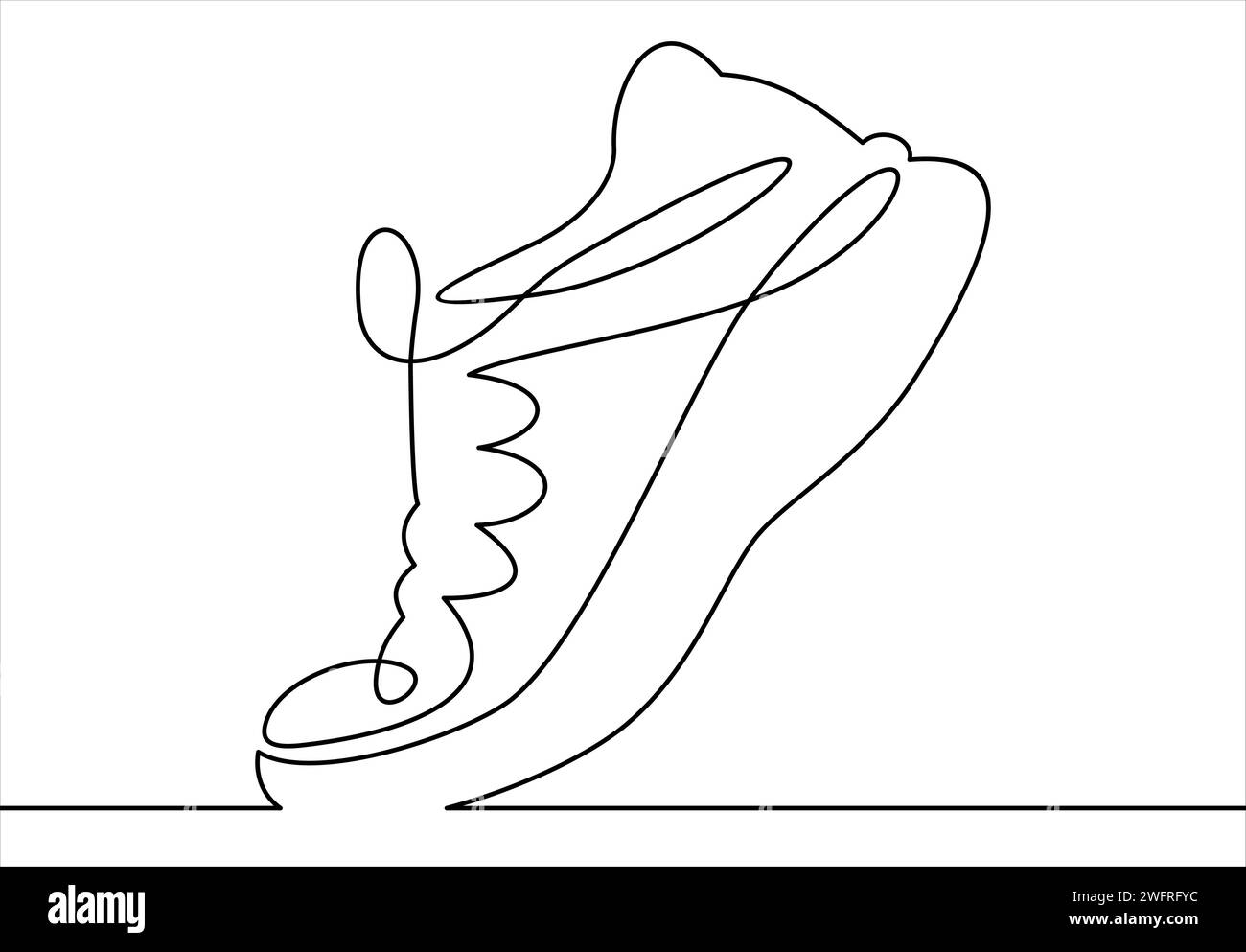 Vector illustration of sneakers. Sports shoes in a line style. Continuous one line Stock Vector ...