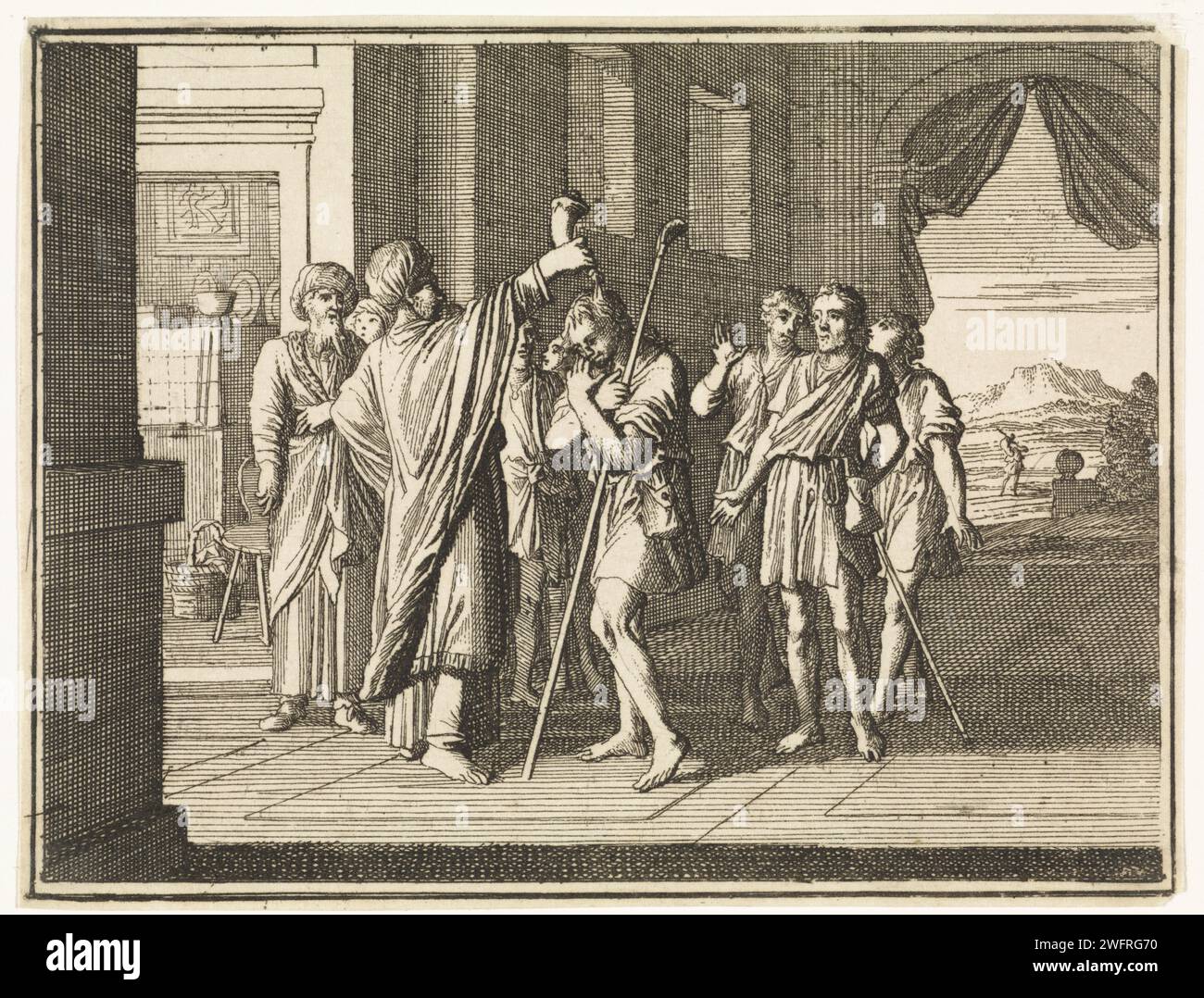David by Samuel anointed King, Caspar Luyken, 1712 print Amsterdam paper etching Samuel ...
