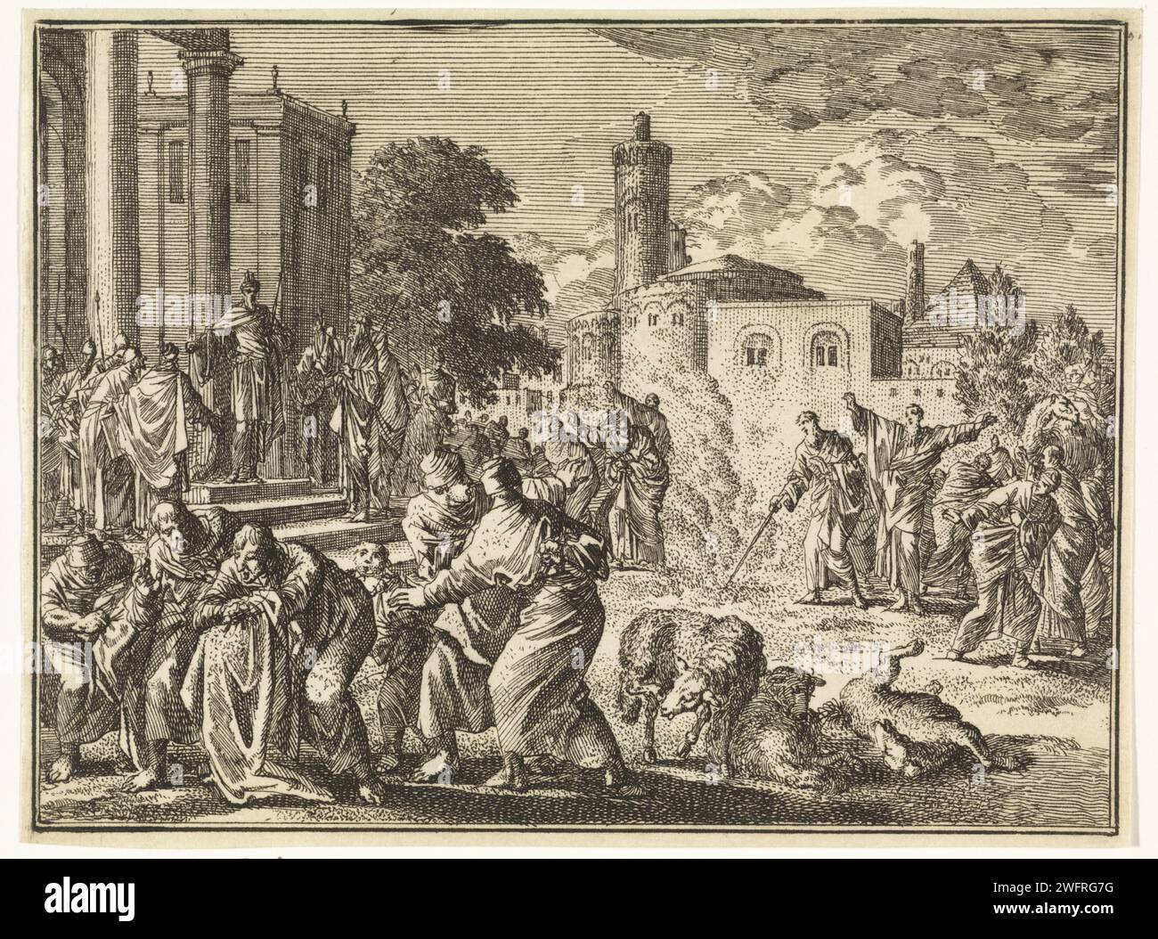 Tease of the lice, Jan Luyken, 1712 print Amsterdam paper etching the ...