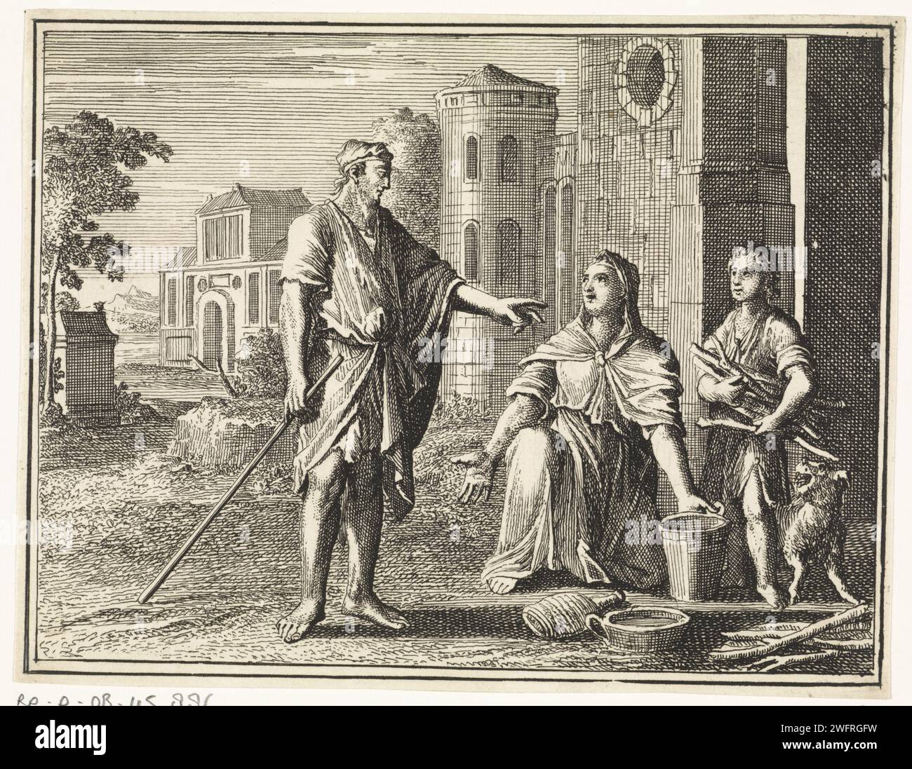 Elia and the widow of Sarefat, Caspar Luyken, 1712 print Amsterdam paper etching Elijah and the ...