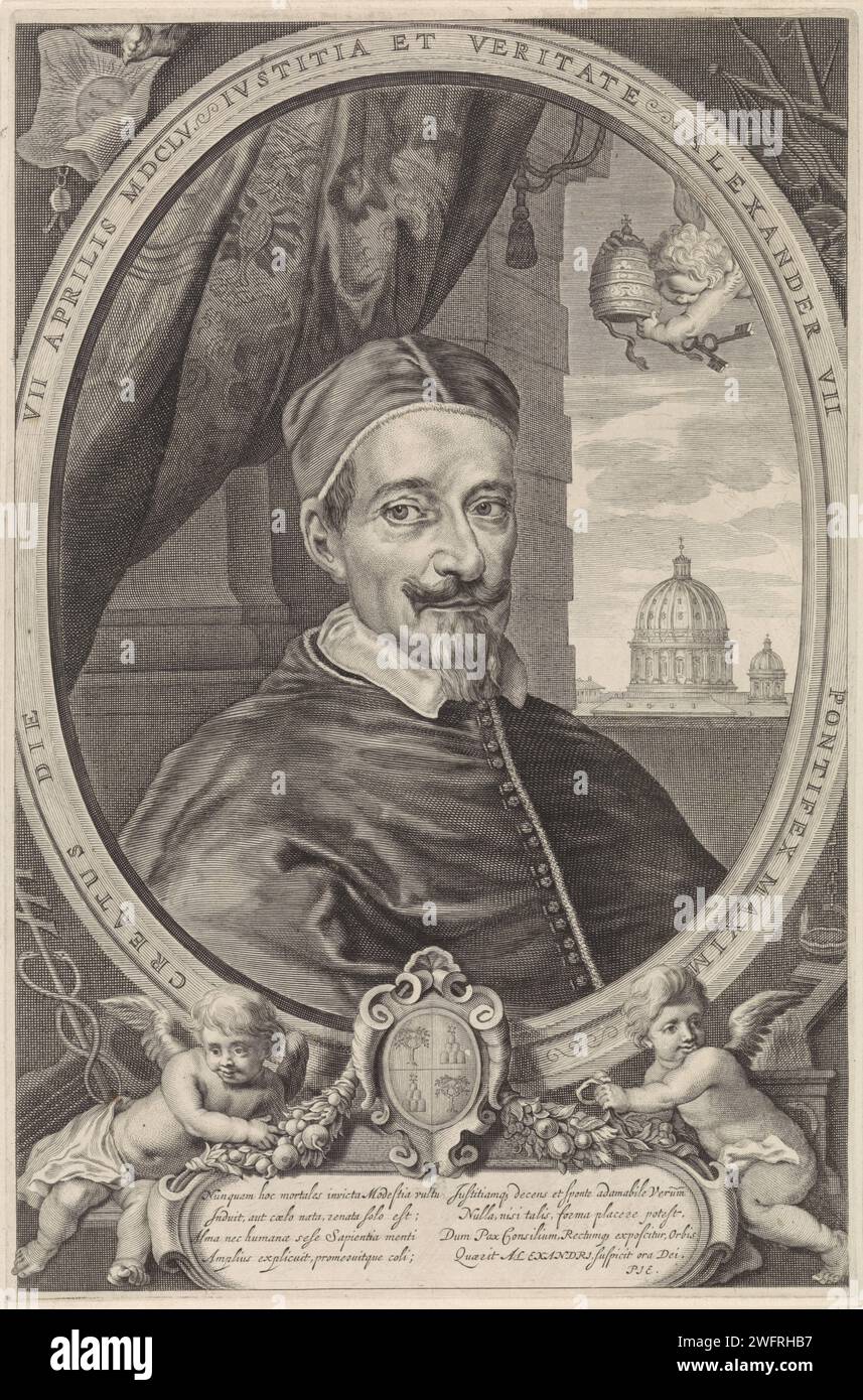 Portret van paus Alexander VII, Theodor Matham, 1655 - 1676 print ...