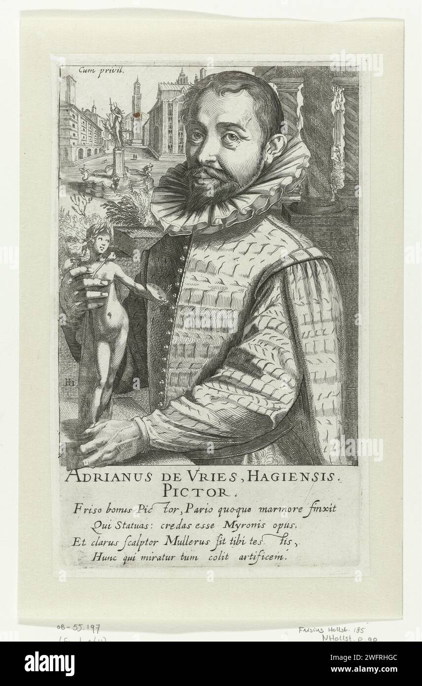 Portrait of Adriaen de Vries, Simon Frisius, 1610 print Portrait in ...