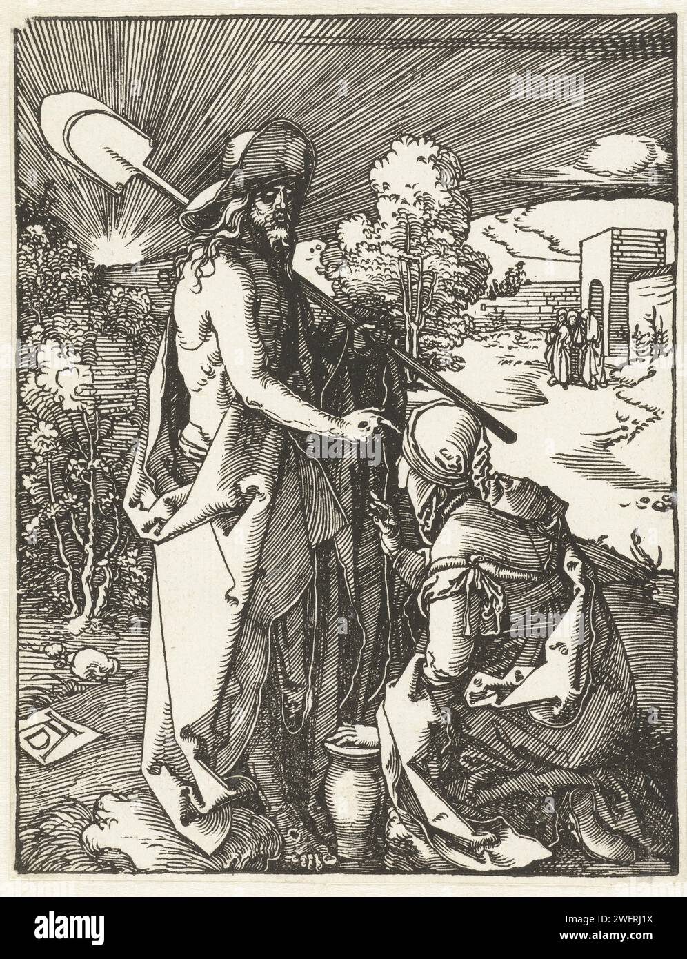 Christ appears to Maria Magdalena, Albrecht Dürer, 1510 print Christ, dressed as a gardener ...