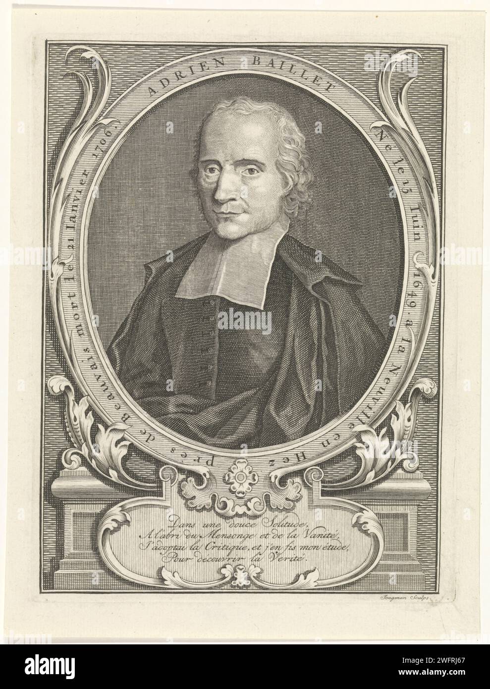Portrait of Adrien Baillet, Dirk Jongman, 1709 - 1726 print ...