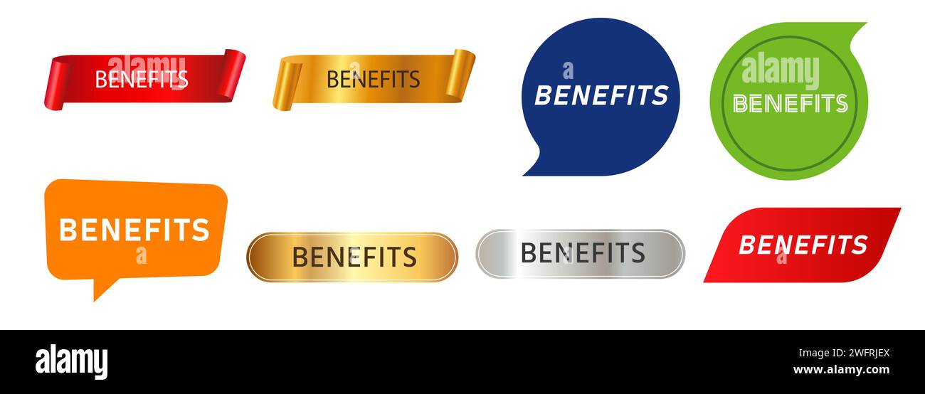 benefits speech bubble label sticker button reward profit income ...