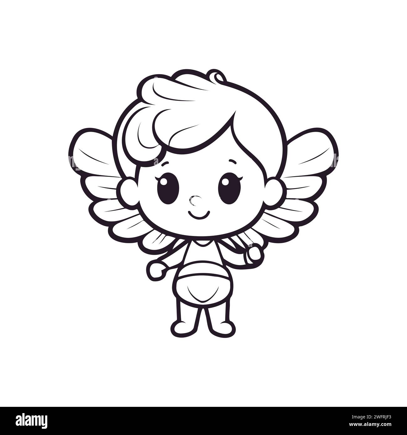Cartoon simple vector cupid. Flat coloring book design on white ...