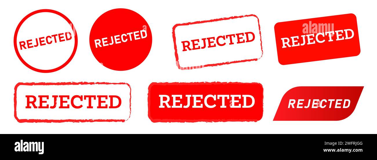 rejected red circle and square stamp label sign refuse fail wrong ...