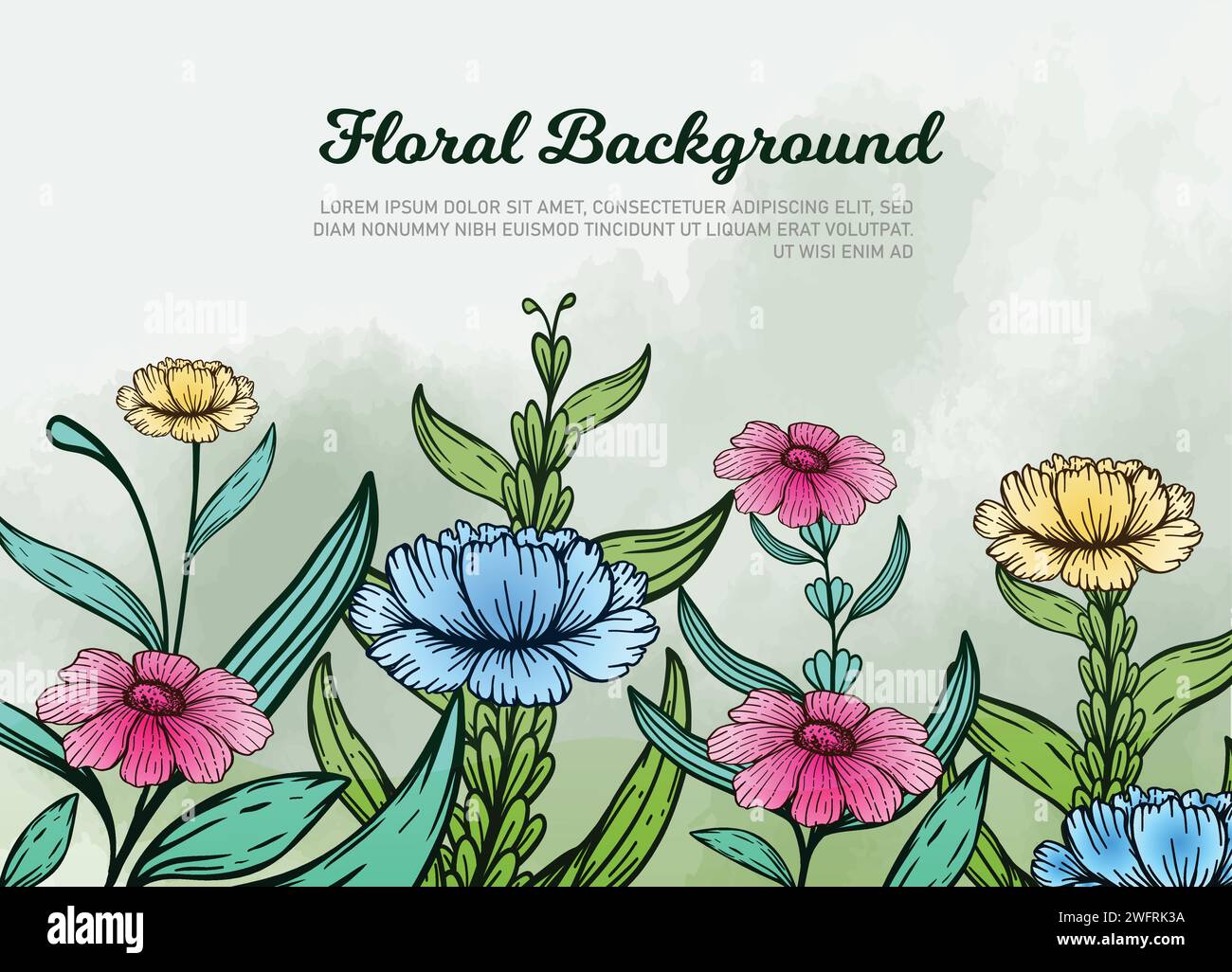 Hand drawn floral background design vector template. suitable for ...