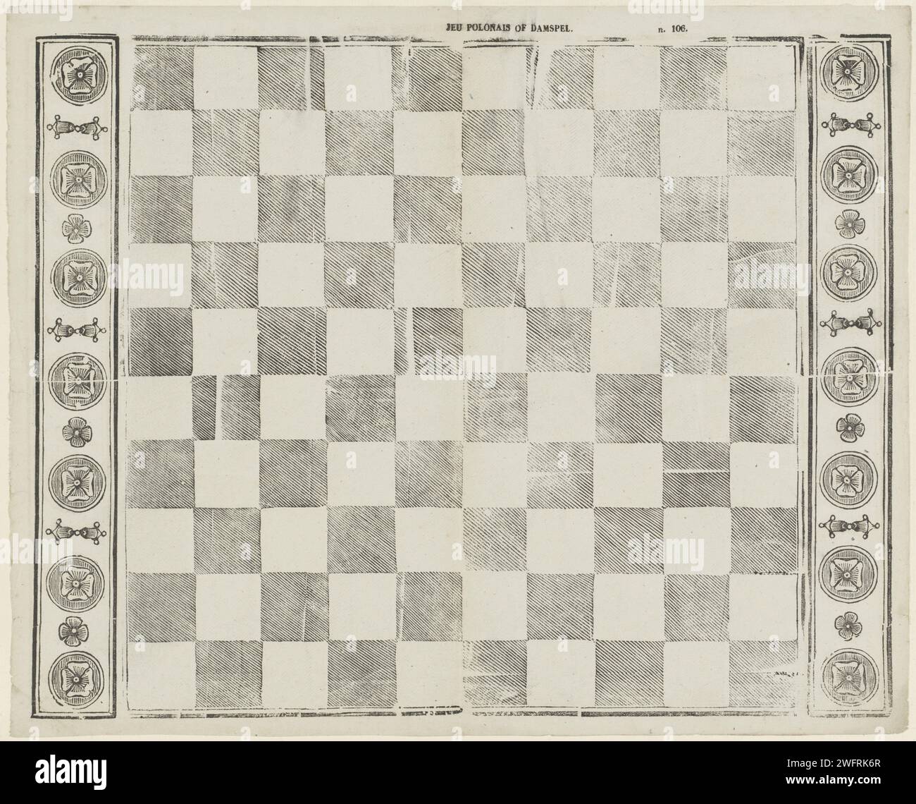 Polish game of Damspel, 1833 - 1900 print. gameboard. checkerboard ...