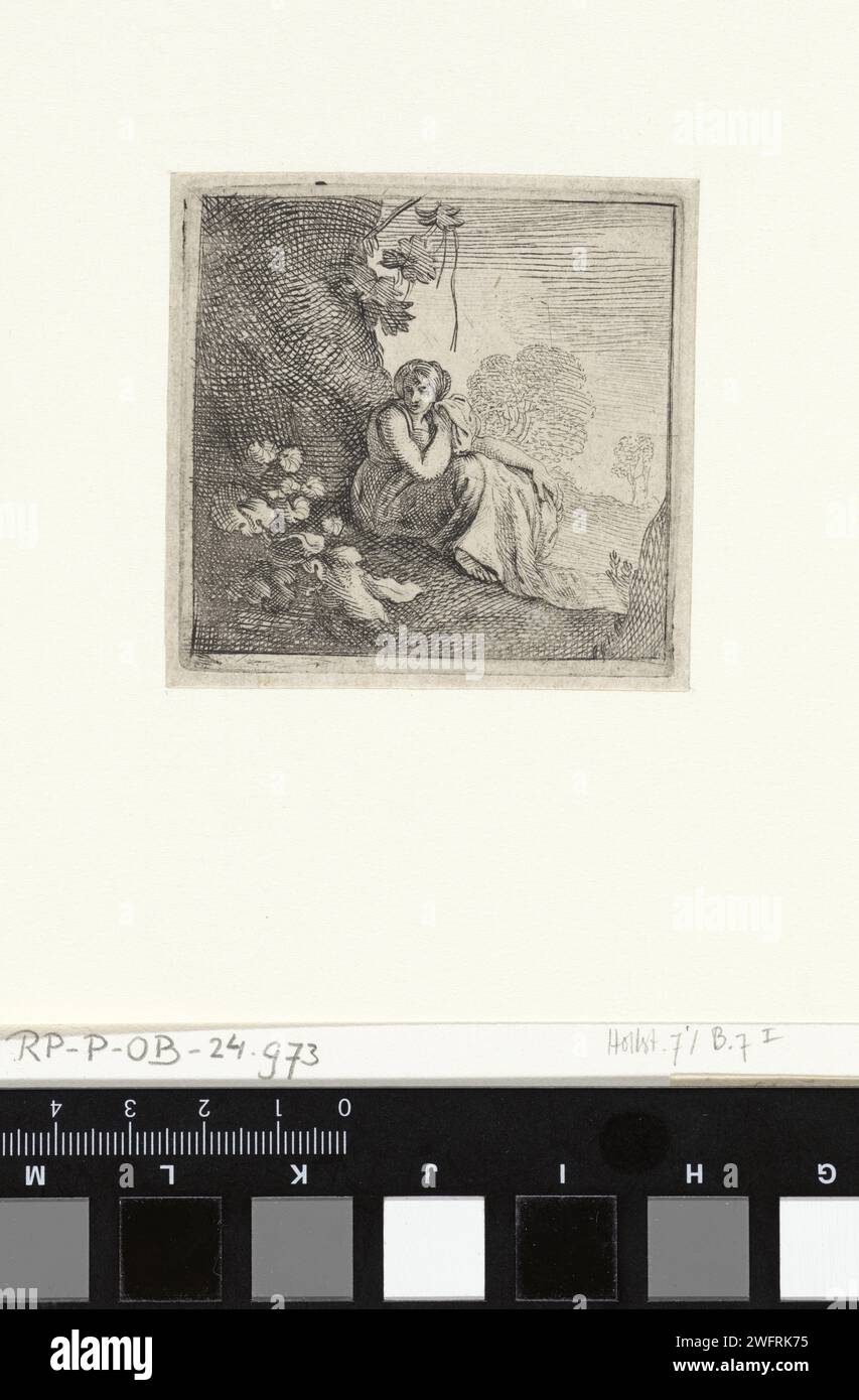 Hagar in the desert, Moyses van Wtenbrouck, 1600 - 1647 print A woman ...