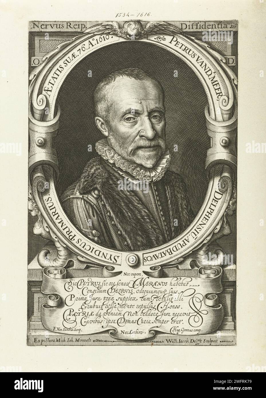 Portrait of Petrus van der Meer, Willem Jacobsz Delff, after Michiel ...
