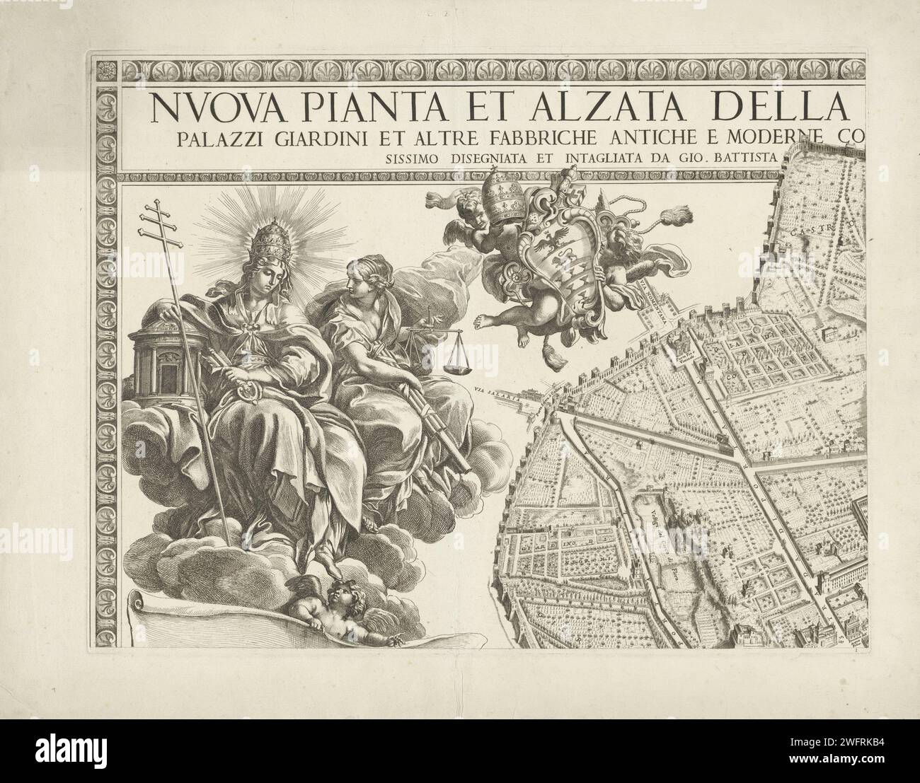 Map of the city of Rome, Giovanni Battista Falda, 1676 print Part of a ...
