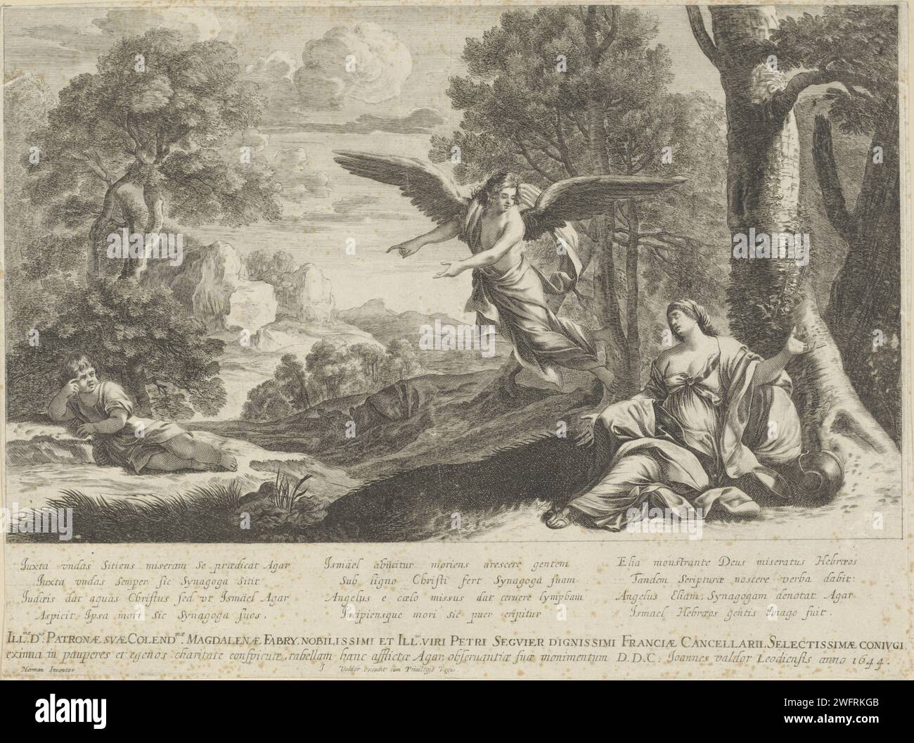 The Angel near Hagar and Ismaël in the desert, Johannes Valdor (II), After Herman van Swanevelt ...