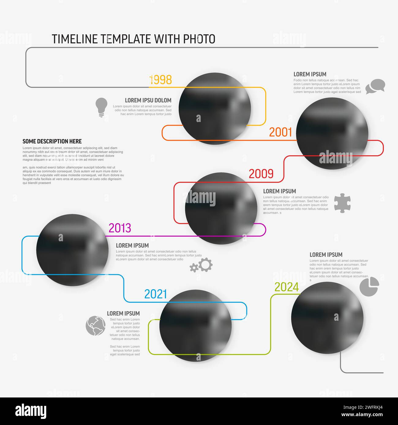 Vector Infographic Company Milestones Timeline Template with circle ...
