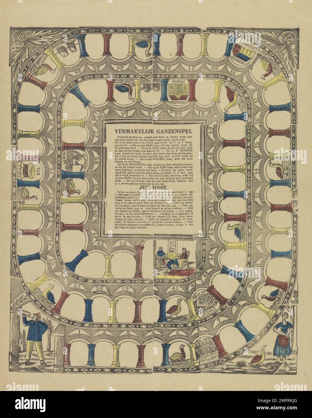 Entertainable goose game / Jeu d'Oie, 1897 - 1902 print. gameboard ...