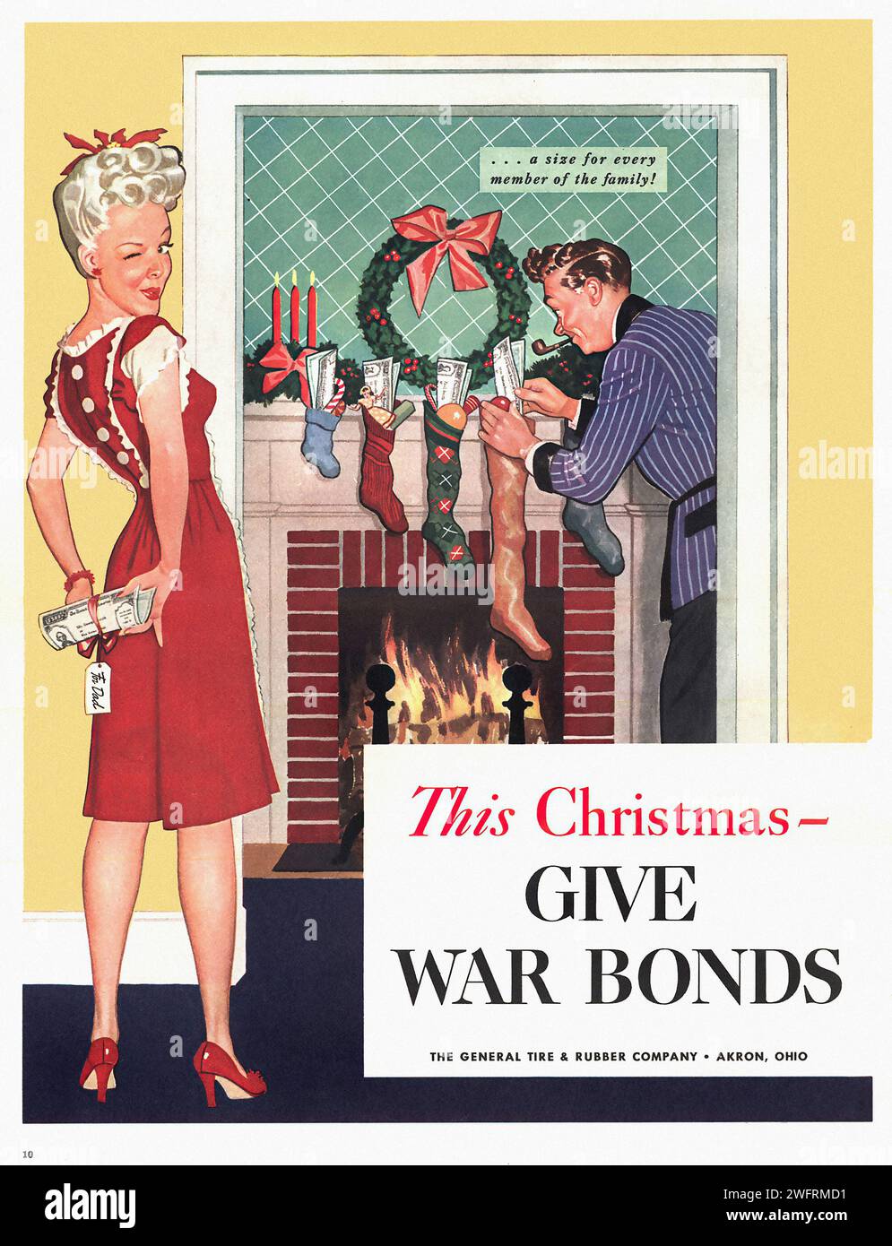 “This Christmas - GIVE WAR BONDS” A vintage U.S propaganda poster from ...