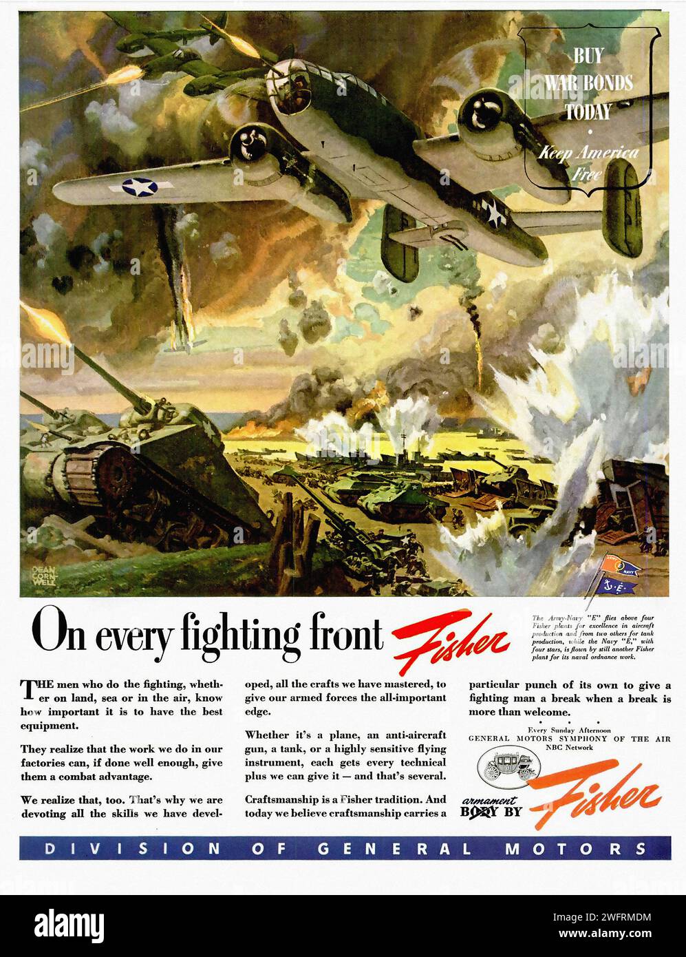 “ON EVERY FIGHTING FRONT FISHER” U.S. World War II propaganda poster ...