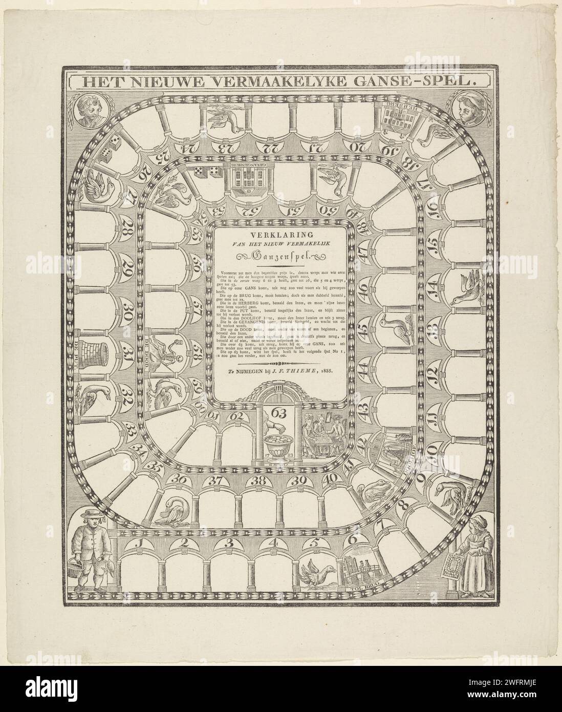 The new entertainment whole game, 1835 print. gameboard Board game with ...