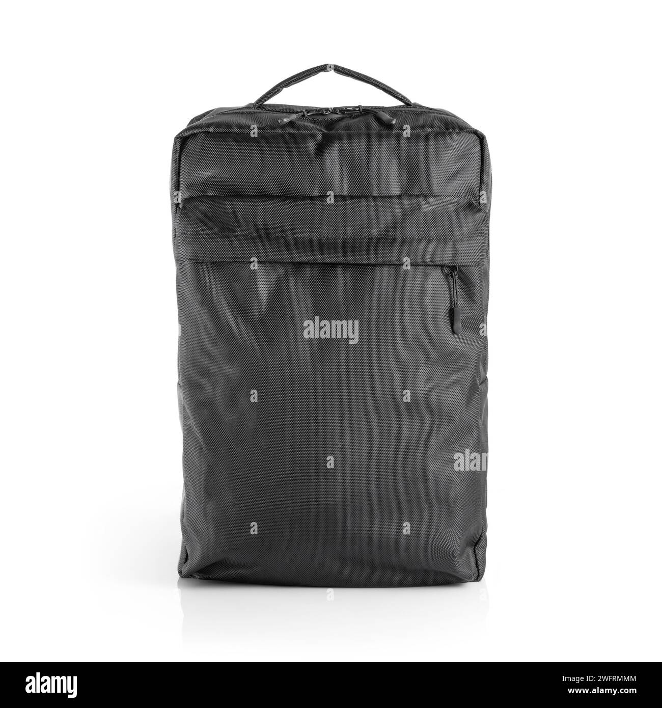 Front view of black casual backpack on white background Stock Photo - Alamy