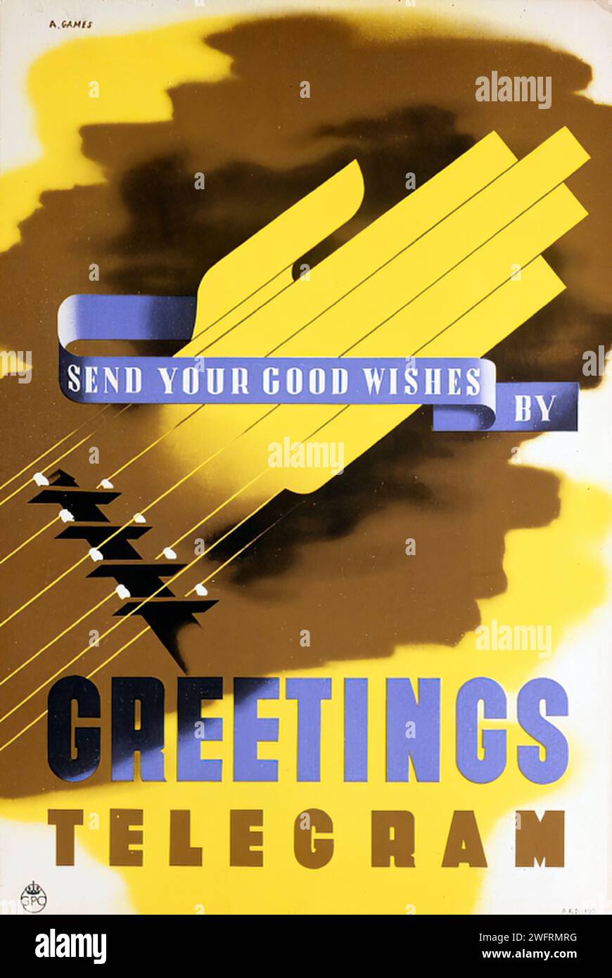 "SEND YOUR GOOD WISHES BY" "GREETINGS TELEGRAM" This image is a vintage ...