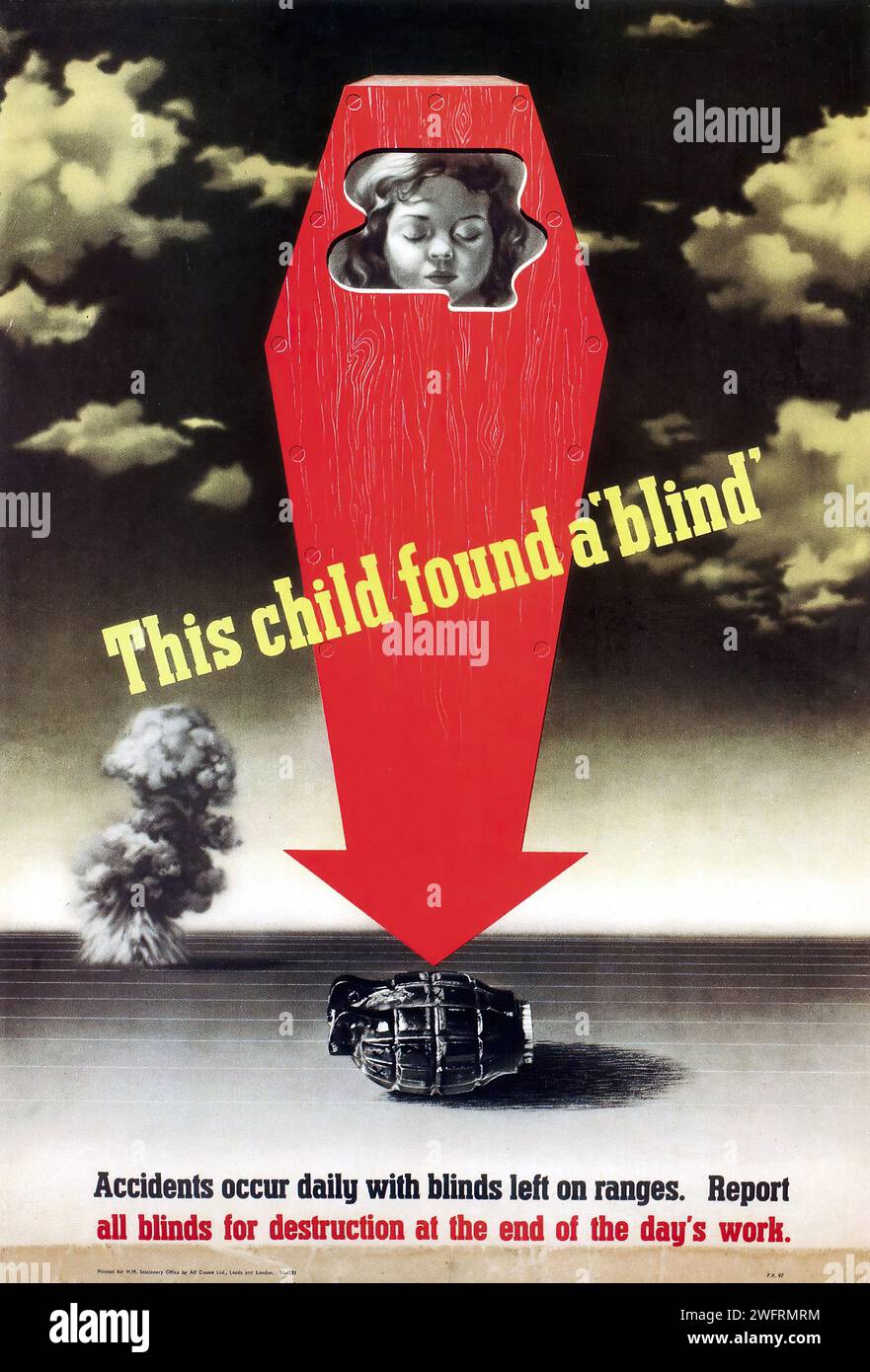 "THIS CHILD FOUND A 'BLIND'" "Accidents occur daily with blinds left on ...