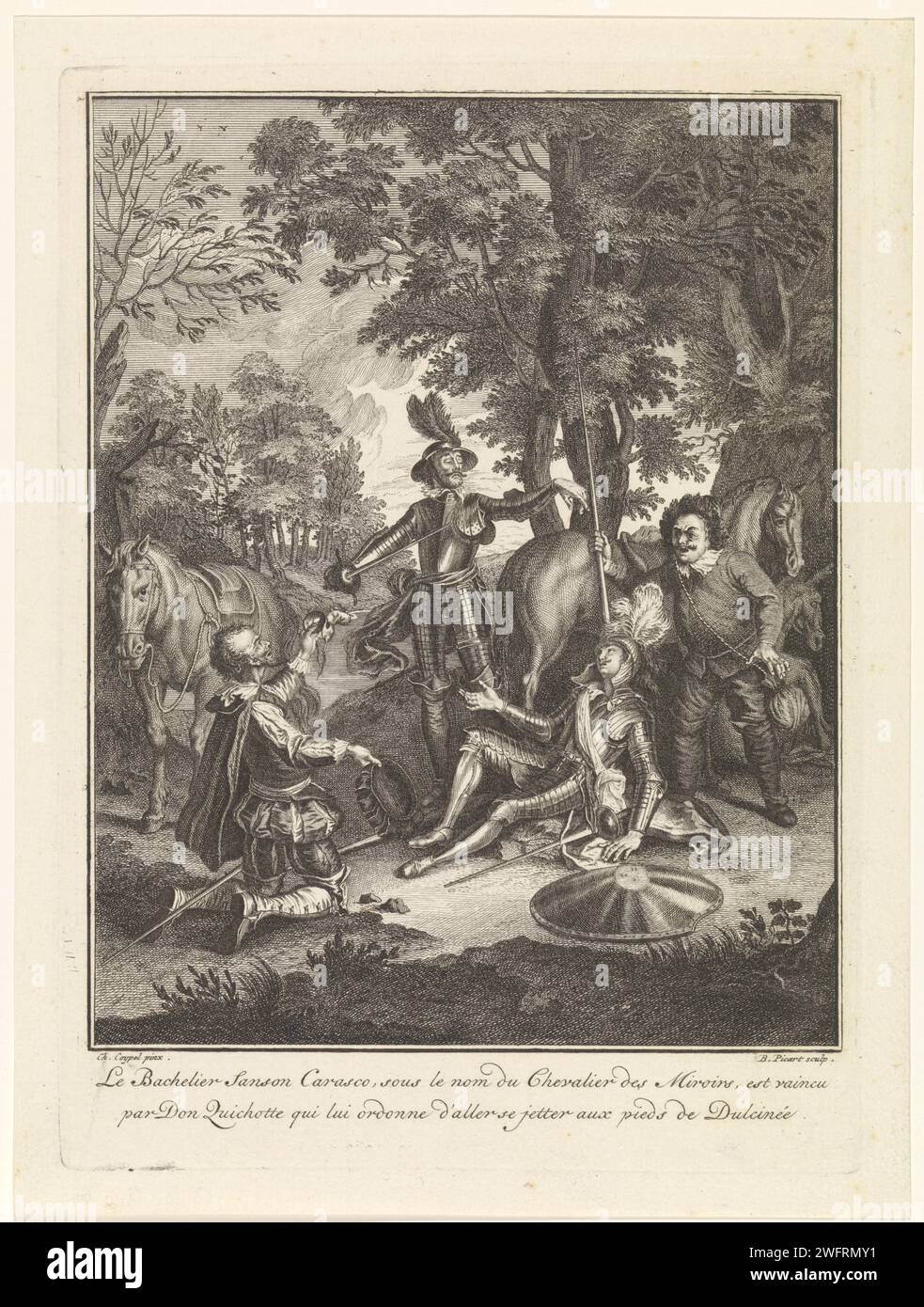 Don Quixote and De Ridder van de Mirrors, Bernard Picart, After Charles ...