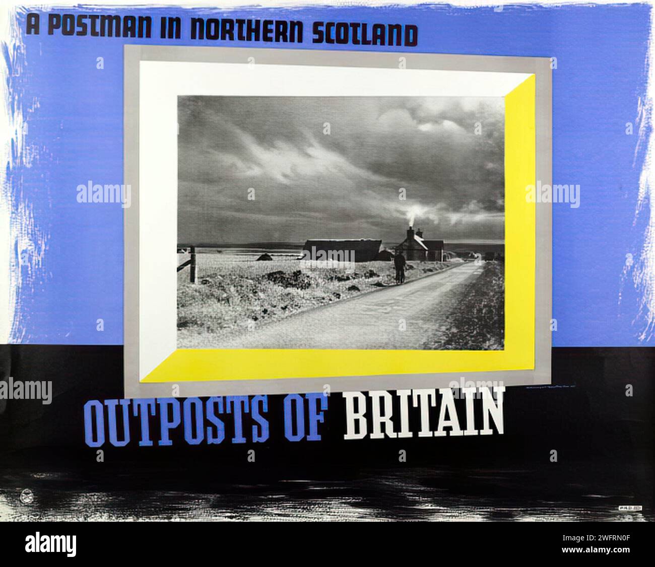 A poster titled "OUTPOSTS OF BRITAIN", showing a black and white ...