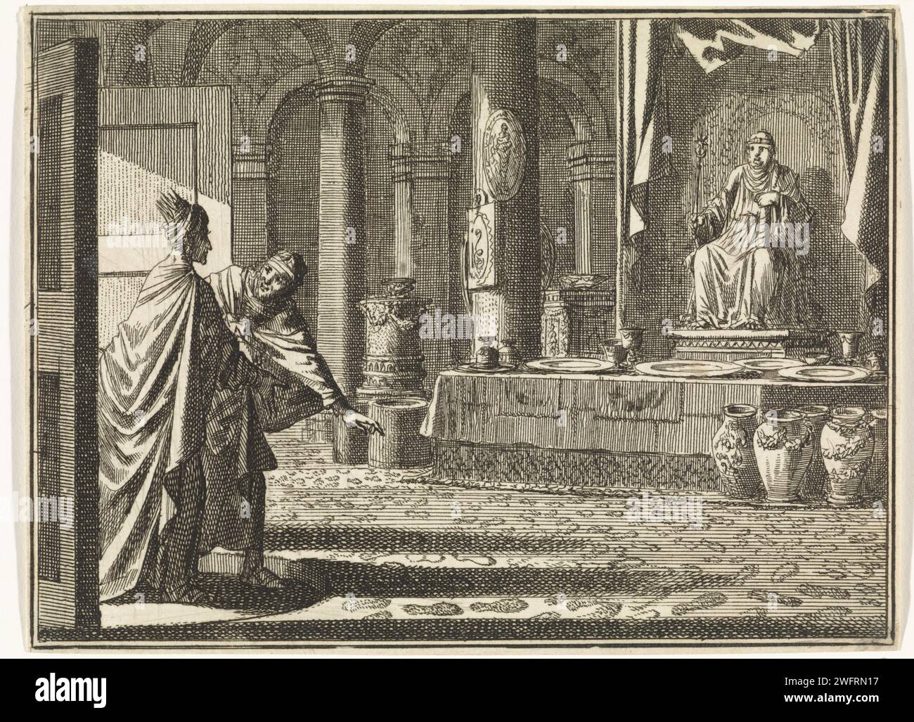 Daniël shows Cyrus the footsteps on the ground of the Temple of Bel ...