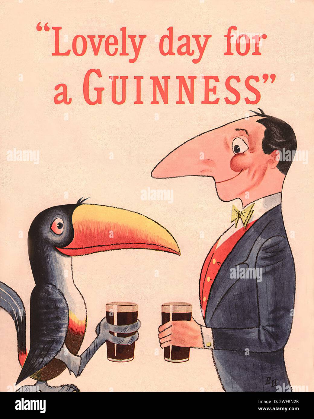 "Lovely day for a GUINNESS" A toucan with two pints of Guinness on its ...