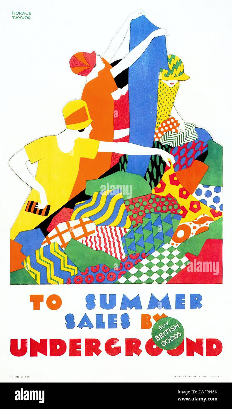 "TO SUMMER SALES BY UNDERGROUND" and "BUY BRITISH GOODS" A vibrant ...
