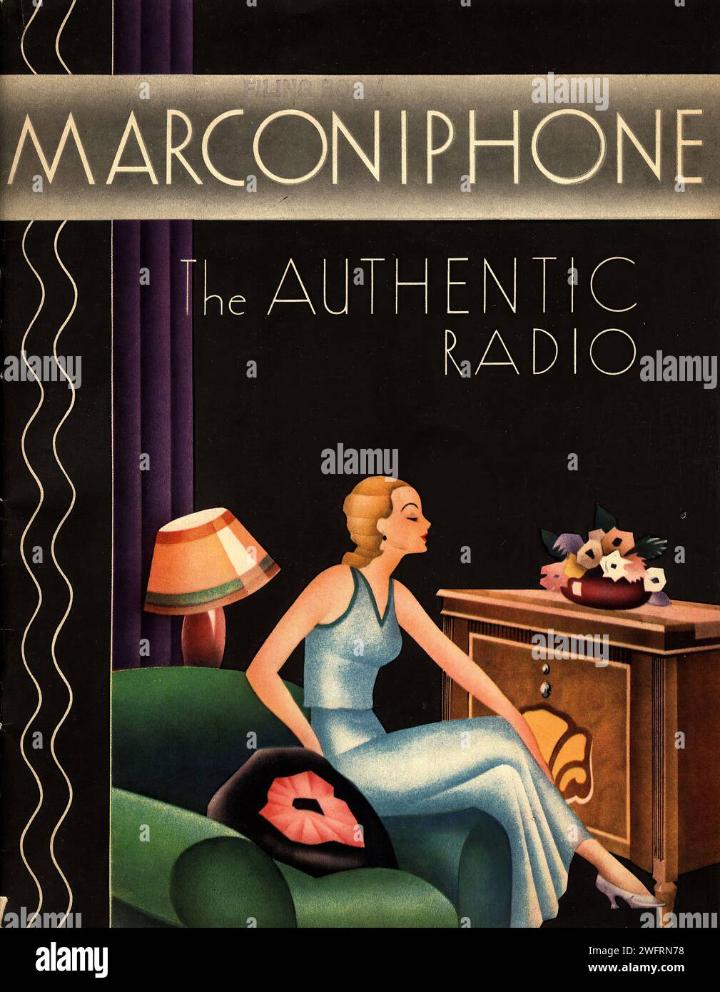 "The AUTHENTIC RADIO" A stylish 1930s advertisement for Marconiphone ...