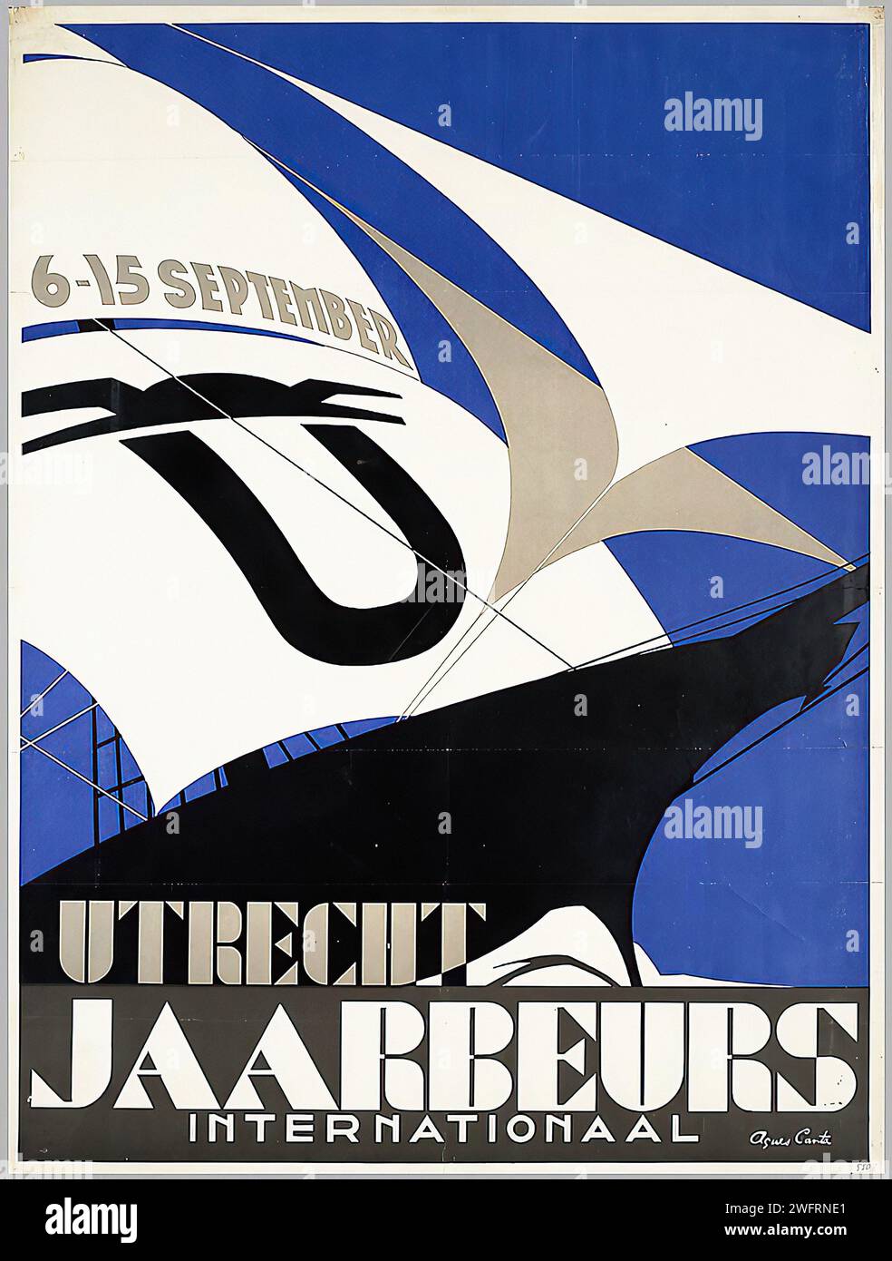 This vintage Dutch poster advertises the Utrecht Fair with a modernist ...