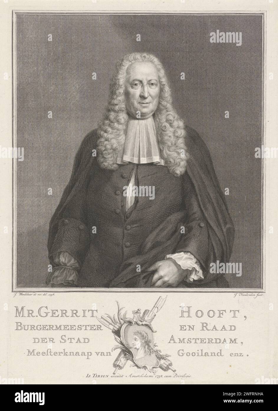 Portrait of Gerrit Hooft, Jacob Houbraken, after Jan Wandelaar, 1758 ...