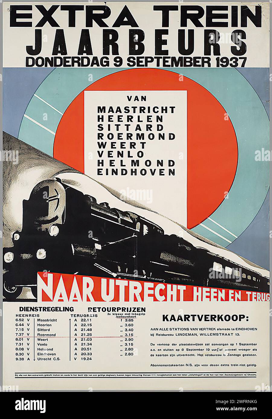 Extra Trains to Utrecht Fair. 1937 - Vintage Dutch Advertising Poster ...