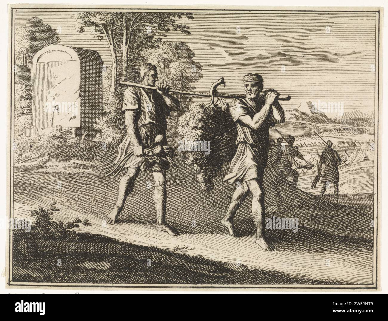 Return of the scouts from Canaan, Caspar Luyken, 1712 print Amsterdam paper etching the spies ...