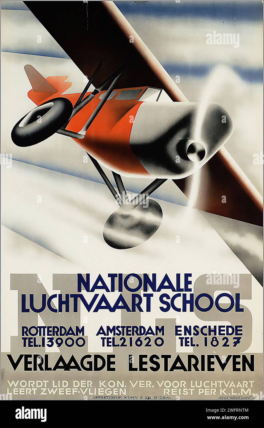 "NATIONALE LUCHTVAART SCHOOL" "NATIONAL AVIATION SCHOOL" Vintage Dutch ...