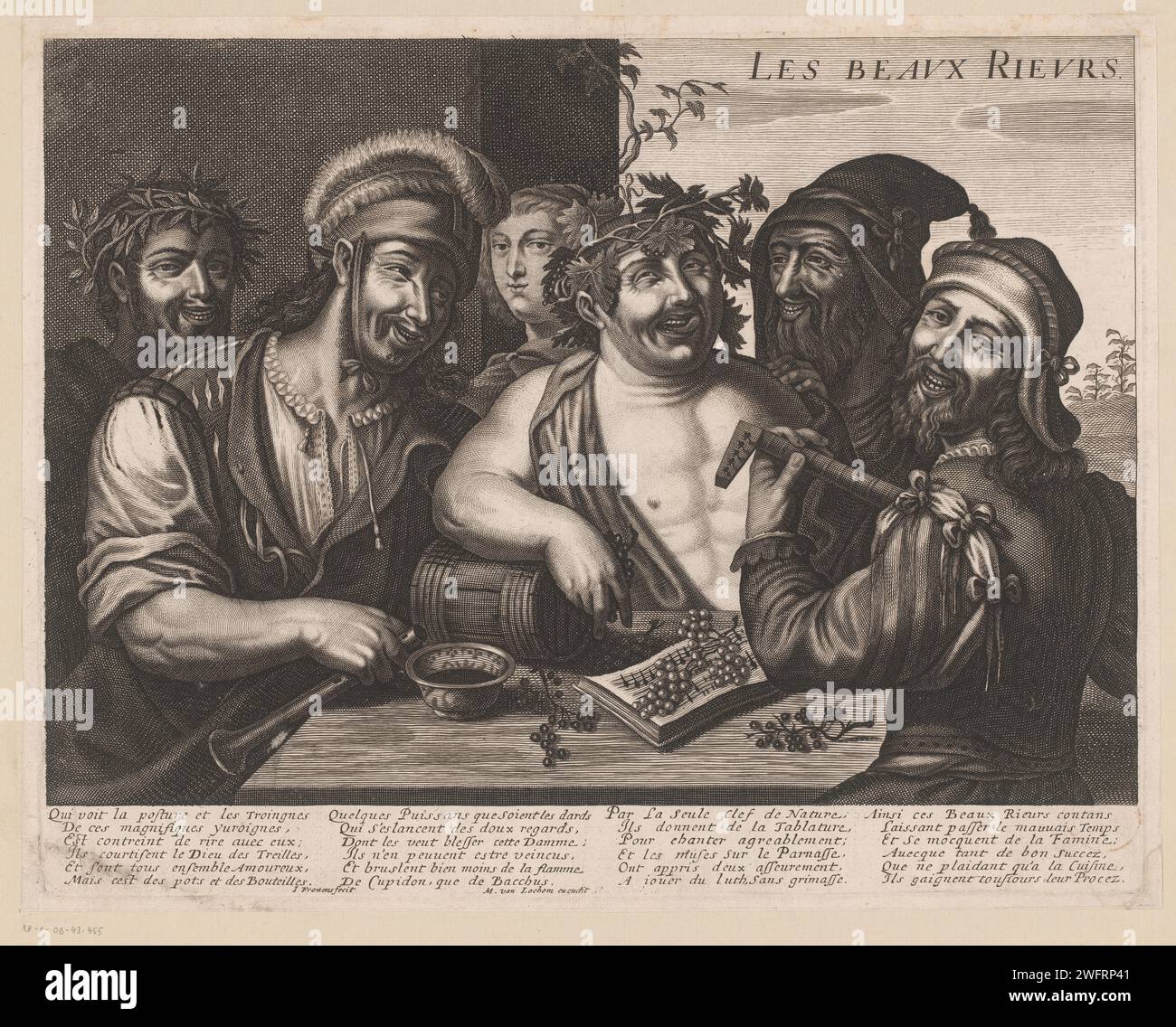 Laughing and making music with Bacchus figure, Jean Frosne, 1633 - 1676 ...