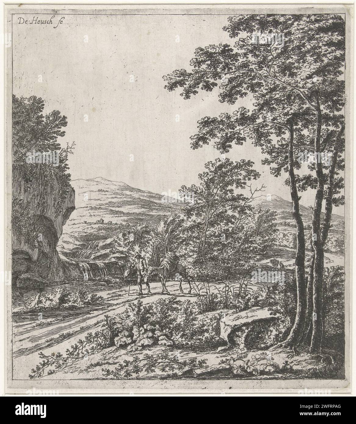 Landscape with a mule driver, Willem de Heusch, c. 1635 - 1692 print ...