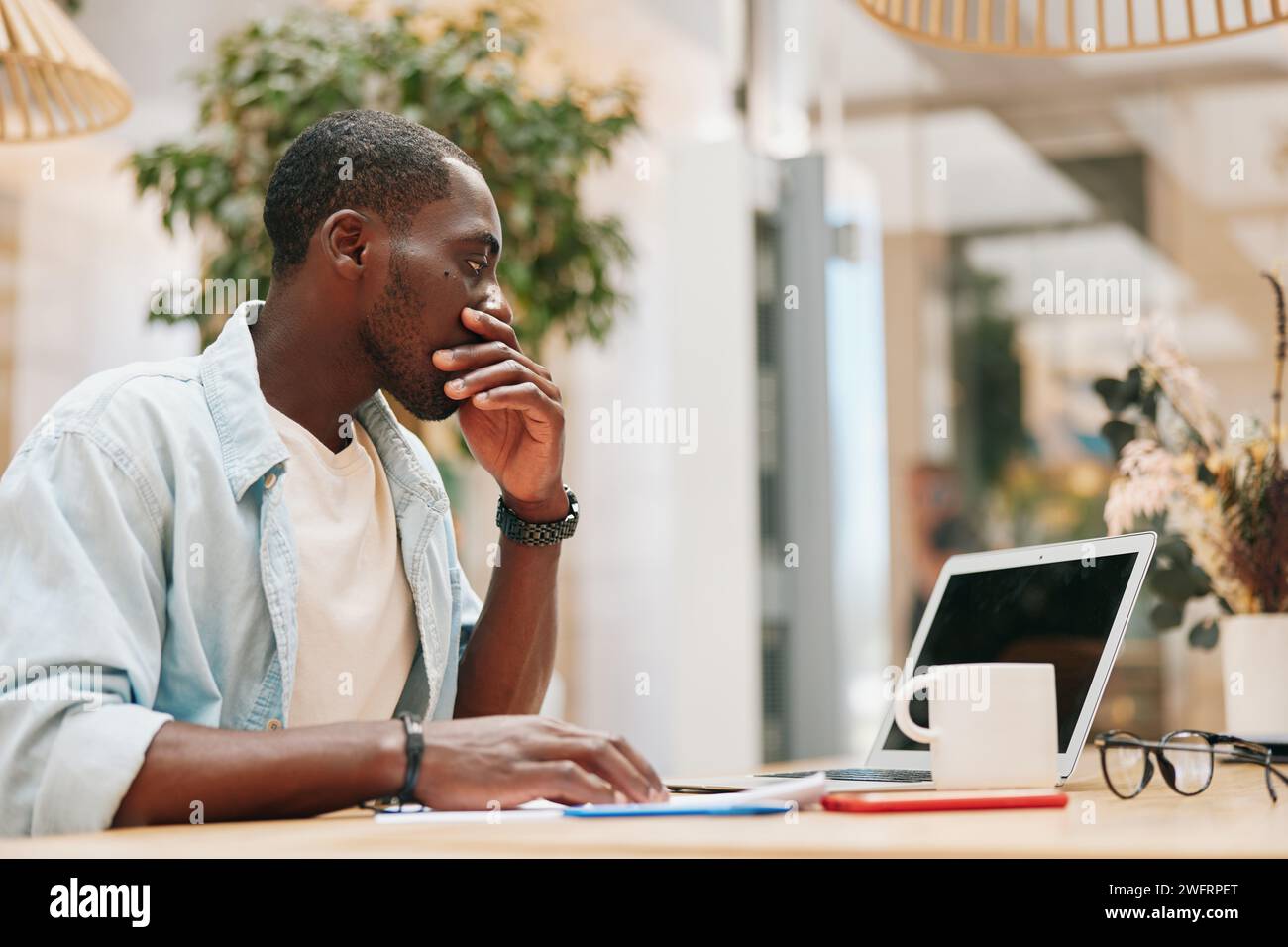 Man male lifestyle computer office sitting young technology person ...