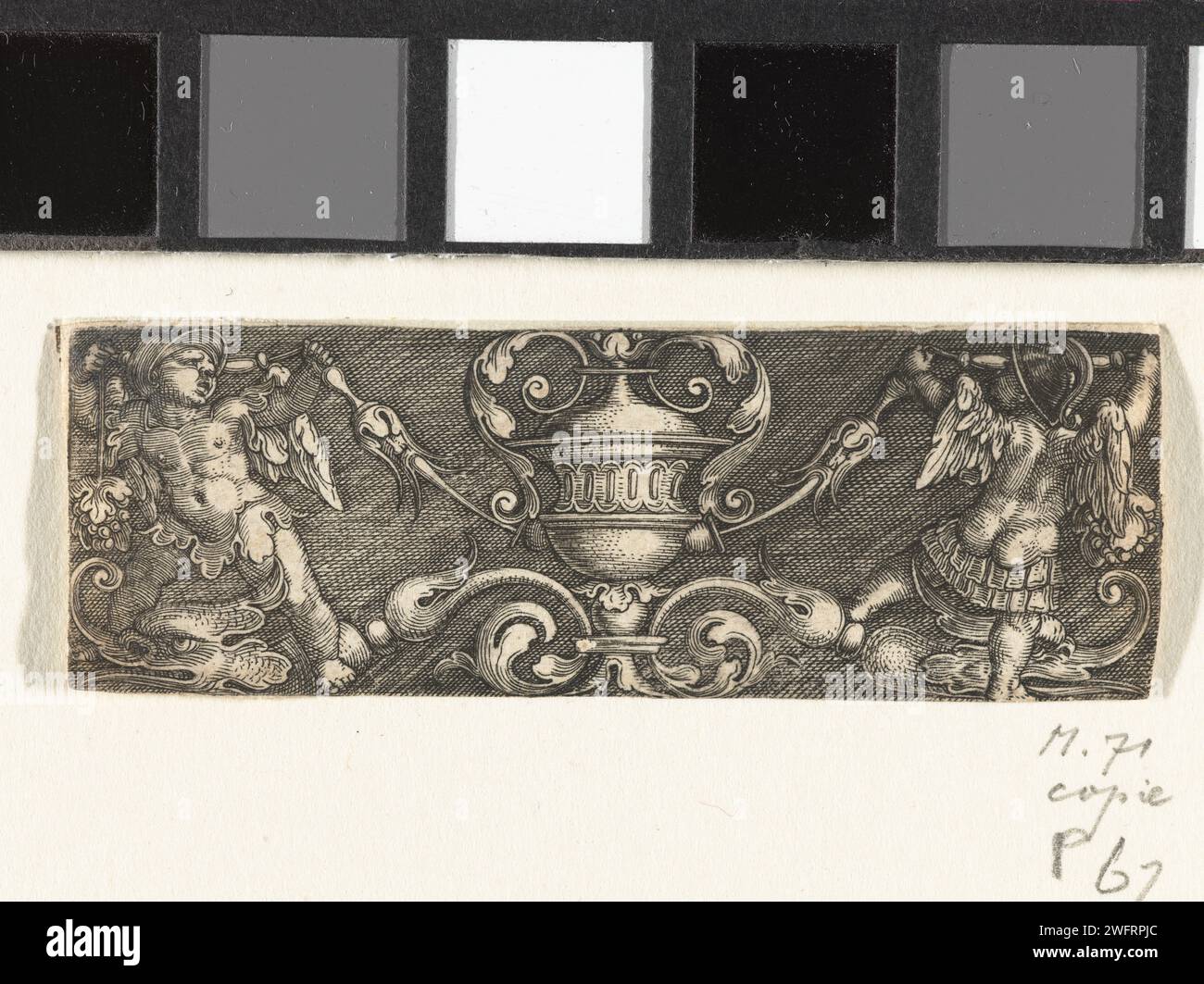 Frisian with vase between two putti with a helmet, monogrammist AC ...