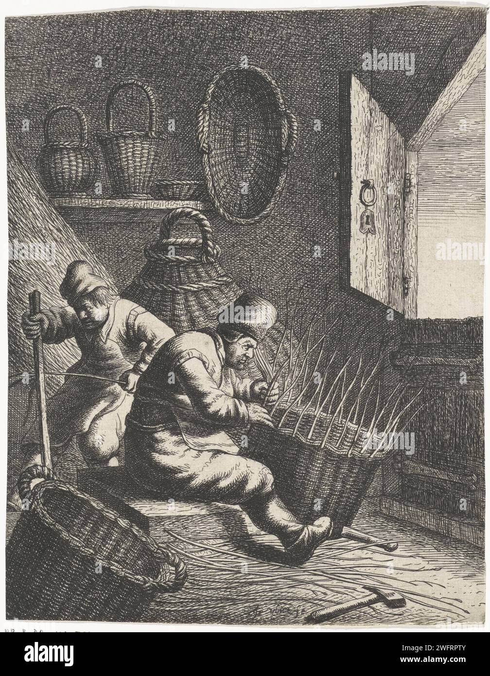 Mandenmakers, Jan Gillisz. van Vliet, 1635 print Two basket makers ...
