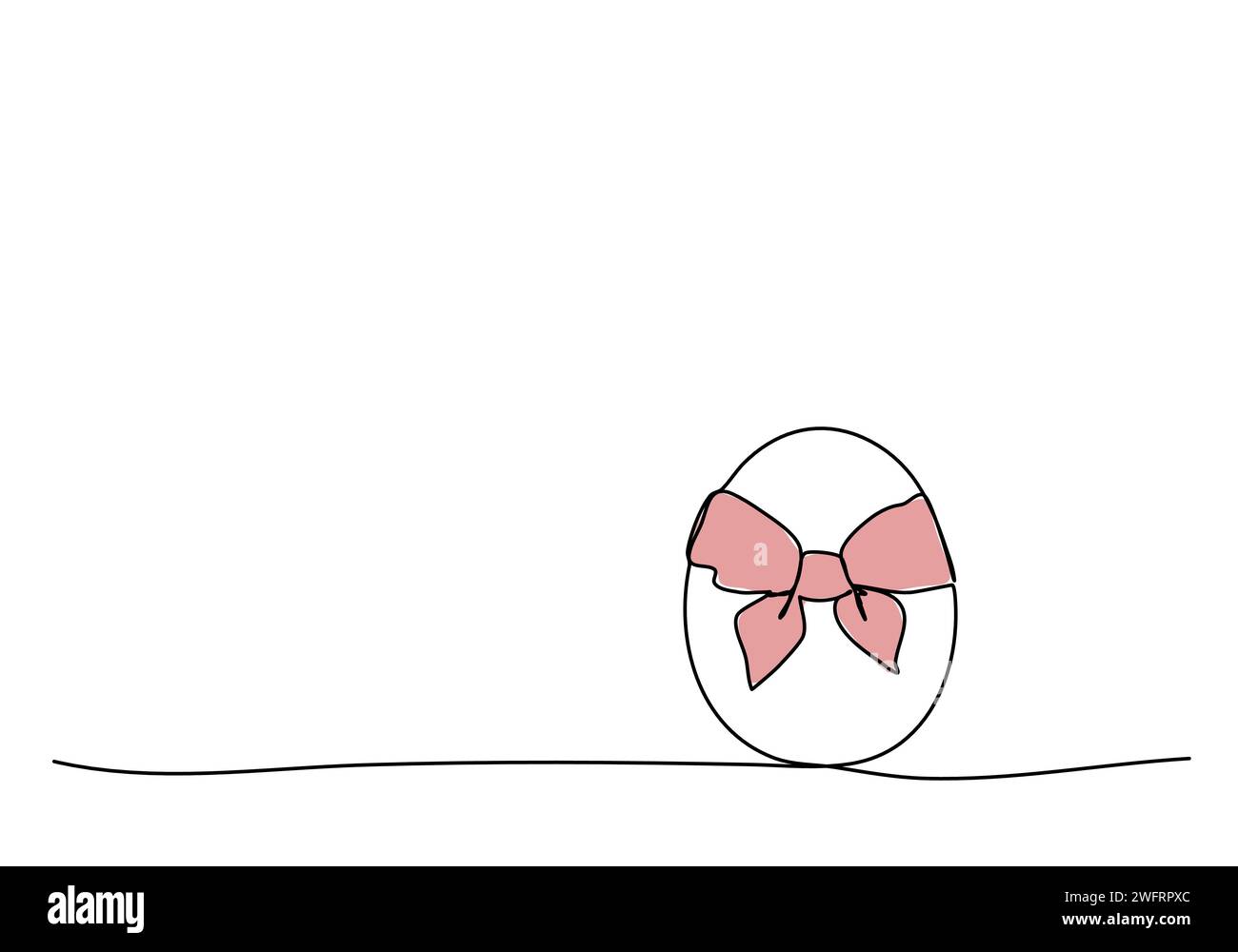 Egg with a bow, one line drawing vector illustration for Easter Stock ...