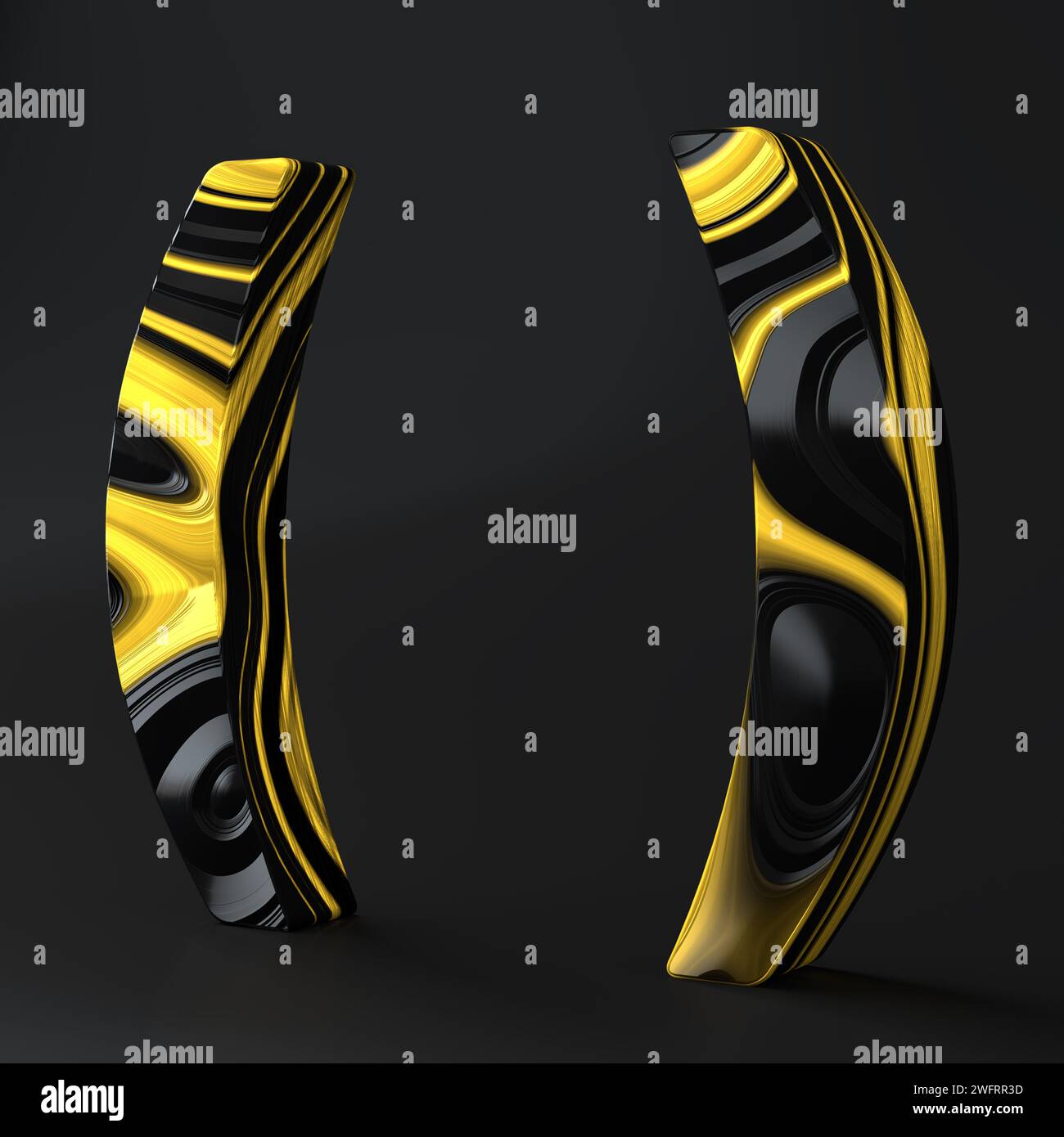 Luxury style golden curly braces. Panoramic Marbling texture design ...