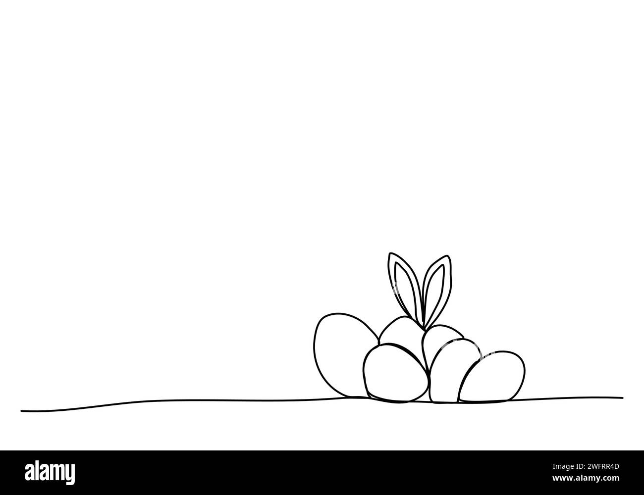 Rabbit with eggs, one line drawing vector illustration for Easter Stock ...